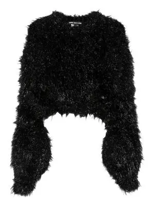 Junya Watanabe Junya Watanabe Cropped Sweater With Metallic Effect Black