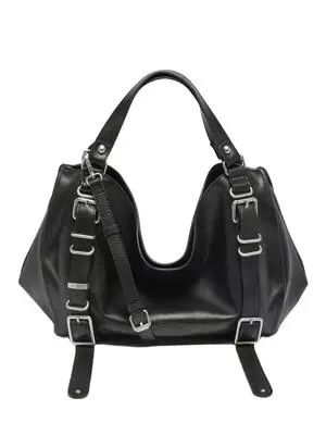 DIESEL® D-one Medium Top-handle Bag In Treated Leather - Black