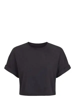 ASKK NY Cropped Crewneck T-shirt With Cuffed Sleeves - Black