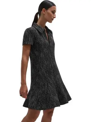ME+EM Fluted Hem Mini Dress - Black Multi