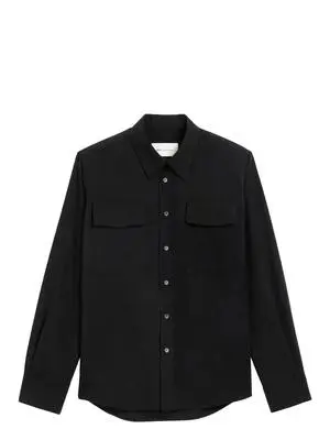 AMI Black Wool Long-sleeved Classic Shirt