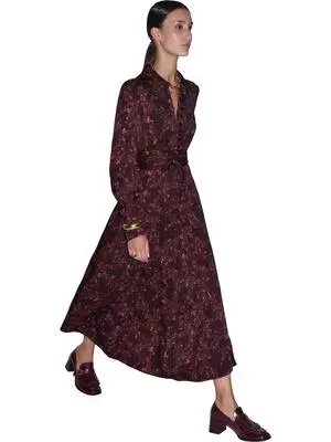 ME+EM Whimsical Bulbs Print Maxi Dress With Tie - Red Multi