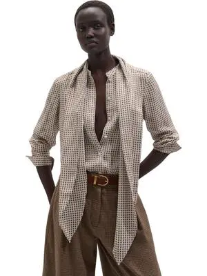 ME+EM Geometric Print Blouse - Light Cream/multi