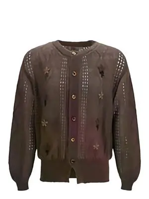 MAGLIANO Open-knit Cardigan With Flower Embroidery - Brown