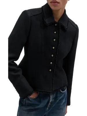 ME+EM Textured Peplum Jacket - Black