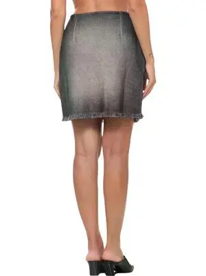 Avant Toi Fringed Herringbone Mini Skirt - Grey