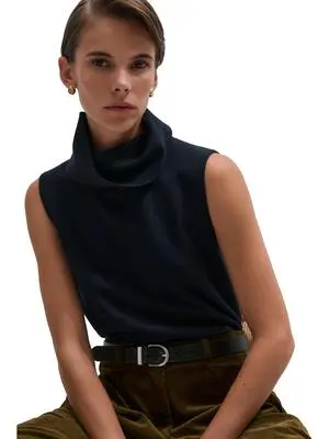 ME+EM Merino High Neck Vest - Navy