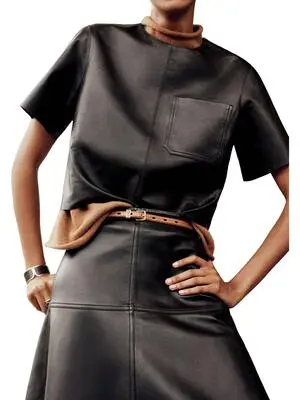 ME+EM ME+EM Boxy Luxe Leather T-Shirt