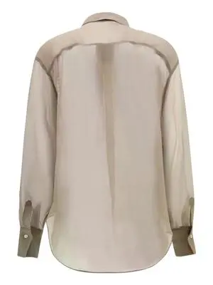Brunello Cucinelli Brunello Cucinelli Sequin-Embellished Checked Silk Shirt Neutrals