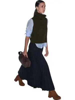 ME+EM ME+EM Merino Stripe Pleat Knit Maxi Skirt