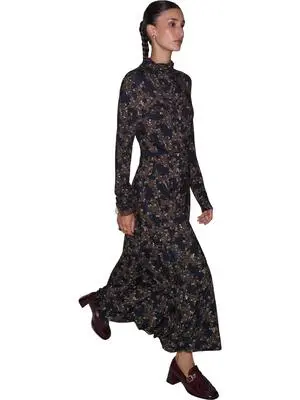 ME+EM Whimsical Bulbs Print Maxi Dress - Navy Multi