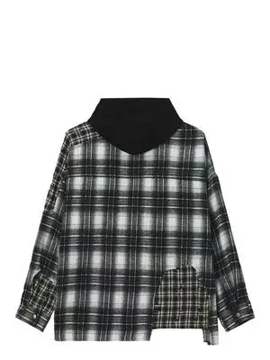 Izzue Check-pattern Hooded Shirt - Black