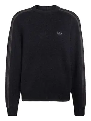 Adidas 3-stripes Fluffy Knit Crew Jumper - Black