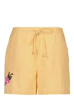 BAZISZT Baziiszt Embroidered Fruit Drawstring Shorts - Orange