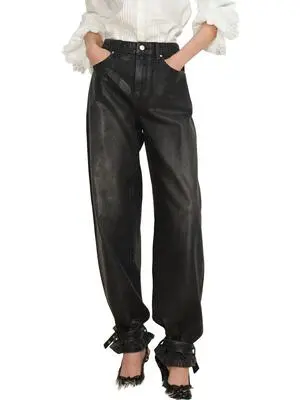Fabrique Lila Cinch Hem Barrel Leg Jeans - Black