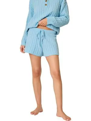 PJ Salvage Chenille Cable Knit Lounge Shorts - Cloud Blue