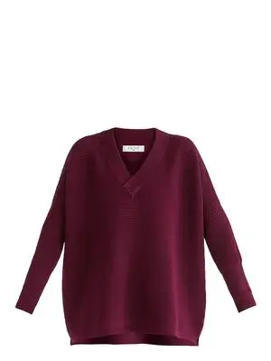 PAISIE V-neck Ribbed Jumper - Purple
