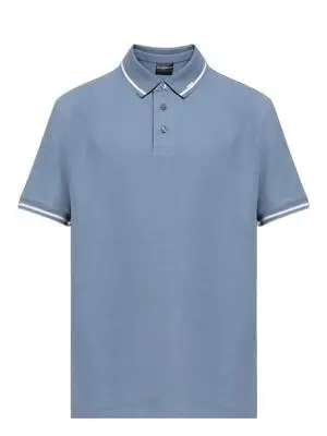 Emporio Armani Stripe Detailed Short-sleeved Polo Shirt - Blue