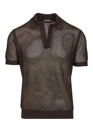 TOM FORD Short Sleeved Polo Shirt - Brown
