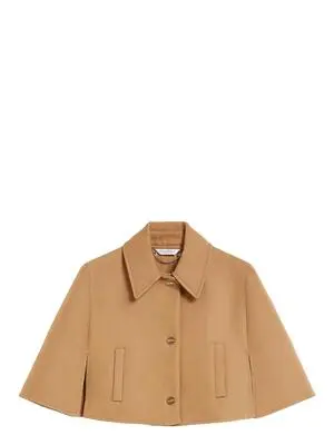 Max Mara Short Wool And Cotton Cape - Camel