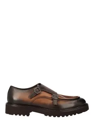 DOUCAL'S Doucal's Double-Buckle Almond Toe Monk Strap Shoes