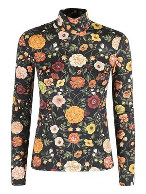 La DoubleJ Floral High-neck Long-sleeve Top - Black