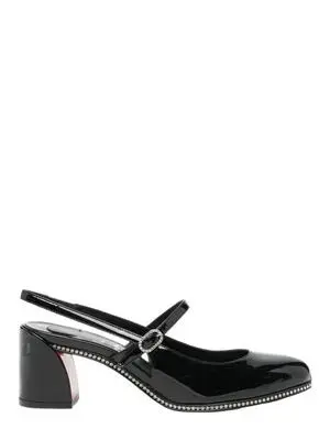 CHRISTIAN LOUBOUTIN Christian Louboutin Round Toe Slingback Block Heel Sandals