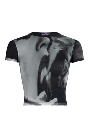 JEAN PAUL GAULTIER Mesh Print T-shirt - Black/grey