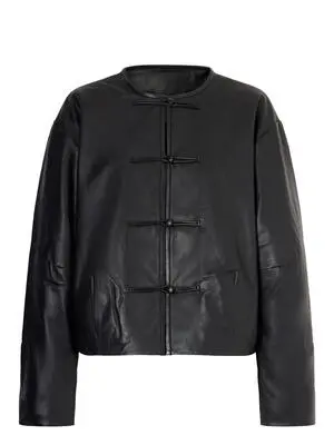 ST. AGNI ST. AGNI "Oriental Charm" Leather Jacket With Chinese Knot Buttons