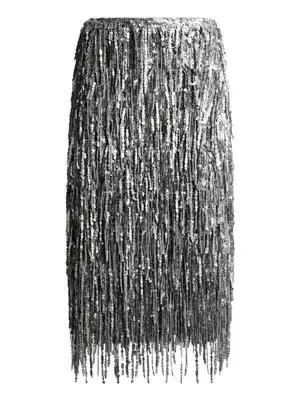 Rag & Bone Sequined Tulle Midi Skirt Silver