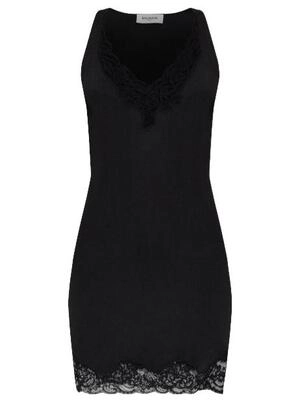 Balmain Sleeveless Lace Trimmed Mini Dress - Black
