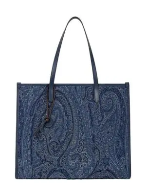 Etro Etro Love Trotter Jacquard Denim Tote Bag Blue
