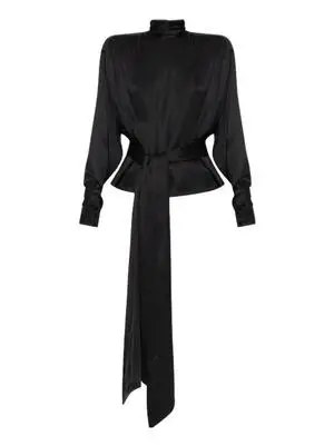 Balmain Silk Asymmetrical Shirt - Black