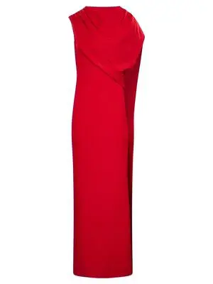 Roland Mouret Asymmetrical Cape Gown - Red