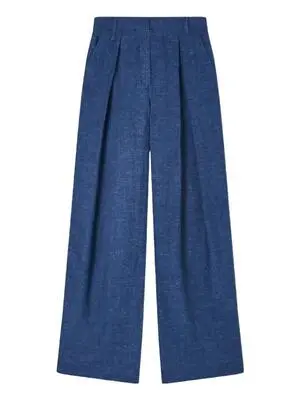 Emporio Armani Emporio Armani Icon Linen Chambray Trousers Blue