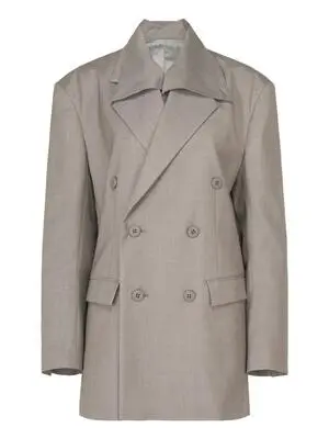 Issey Miyake Double Breasted Relaxed Fit Blazer - Grey