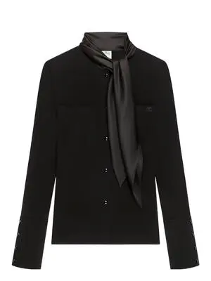 COURREGES Courreges Satin Scarf Jersey Shirt Black