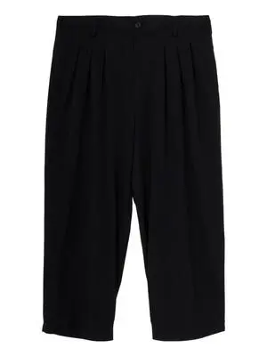 Yohji Yamamoto Wool Gabardine 12-tuck Trousers - Black