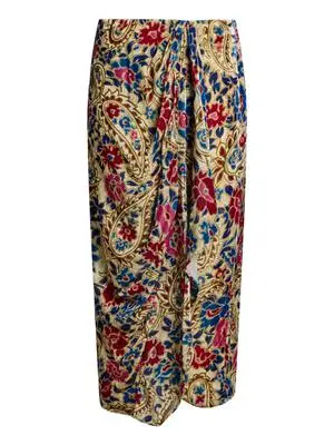 ISABEL MARANT ÉTOILE Isabel Marant Multicolored Velvet Asymmetrical Midi Skirt