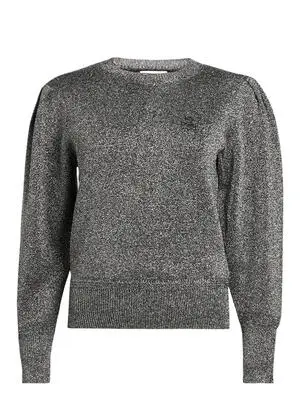 Isabel Marant Étoile Isabel Marant Etoile Pullover With Puff Sleeves And Embroidered Logo Silver