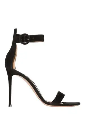 GIANVITO ROSSI 105mm Suede Stiletto Sandals - Black