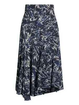 Isabel Marant Étoile Printed Satin Midi Skirt - Blue