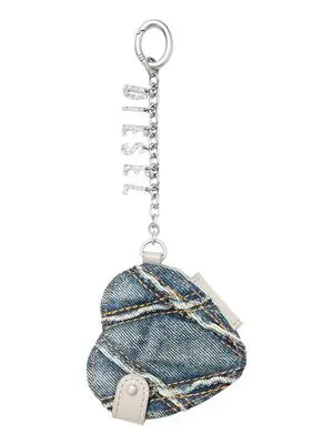 DIESEL® Heart Charm With Crystal Embellished Logo - Silver