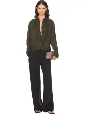 Helmut Lang Fluid Drape Shirt - Moss