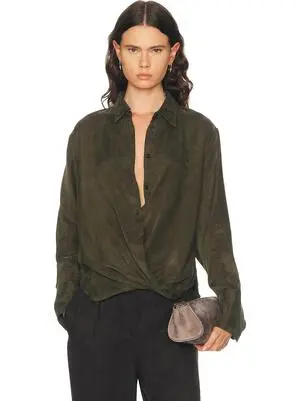 Helmut Lang Fluid Drape Shirt - Moss