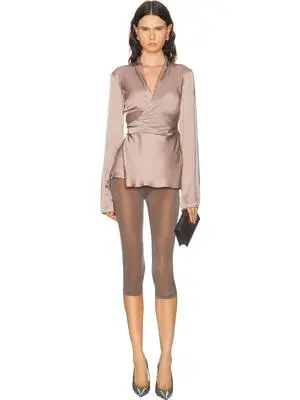Rick Owens Laura Long Sleeve Wrap Top - Rose