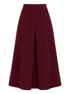 RAISHMA A-line Corduroy Skirt - Red