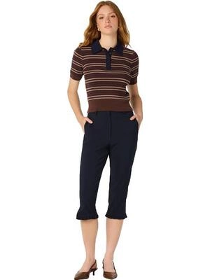 Astr The Label ASTR THE LABEL Linda Ruffle Capri Pants Navy