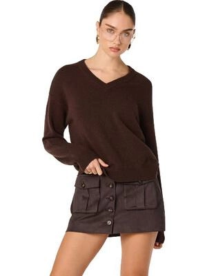 Astr The Label Astr The Label Bowie Heather V-Neck Sweater Brown