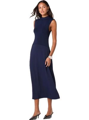 Astr The Label ASTR The Label Ora High-Neck Tie-Back Midi Dress Navy